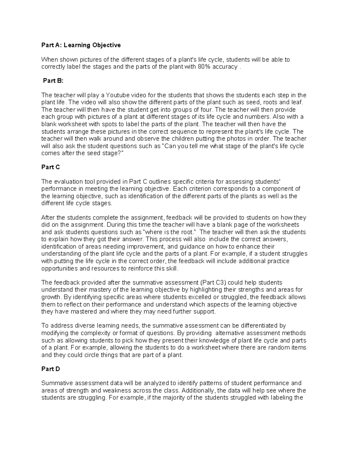 Untitled document - Part A: Learning Objective When shown pictures of ...