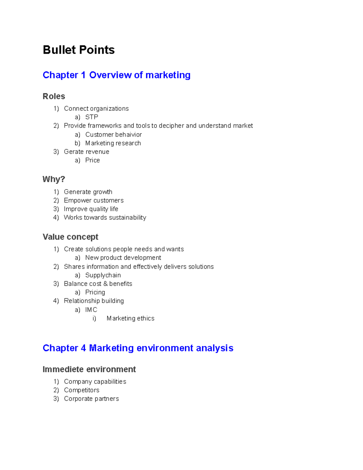 MKT notes - Summary Introduction to Marketing - Bullet Points Chapter 1 ...