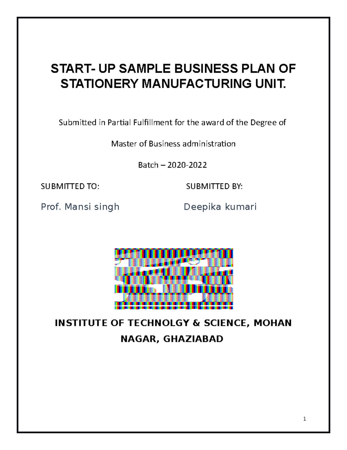511741163 Start Up Sample Business Plan of Stationery Manufacturing ...