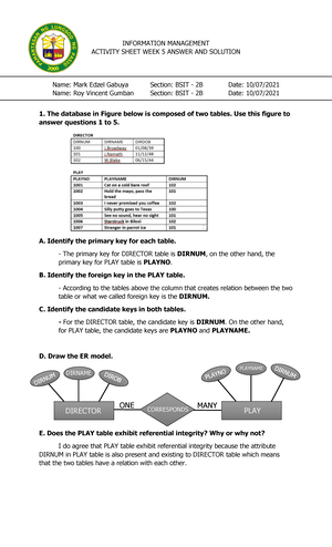 Activity XML with partner - INFORMATION MANAGEMENT ACTIVITY SHEET WEEK ...