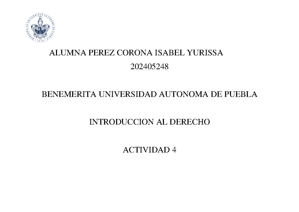 Actividad 4. Introduccion AL Derecho - ALUMNA PEREZ CORONA ISABEL ...