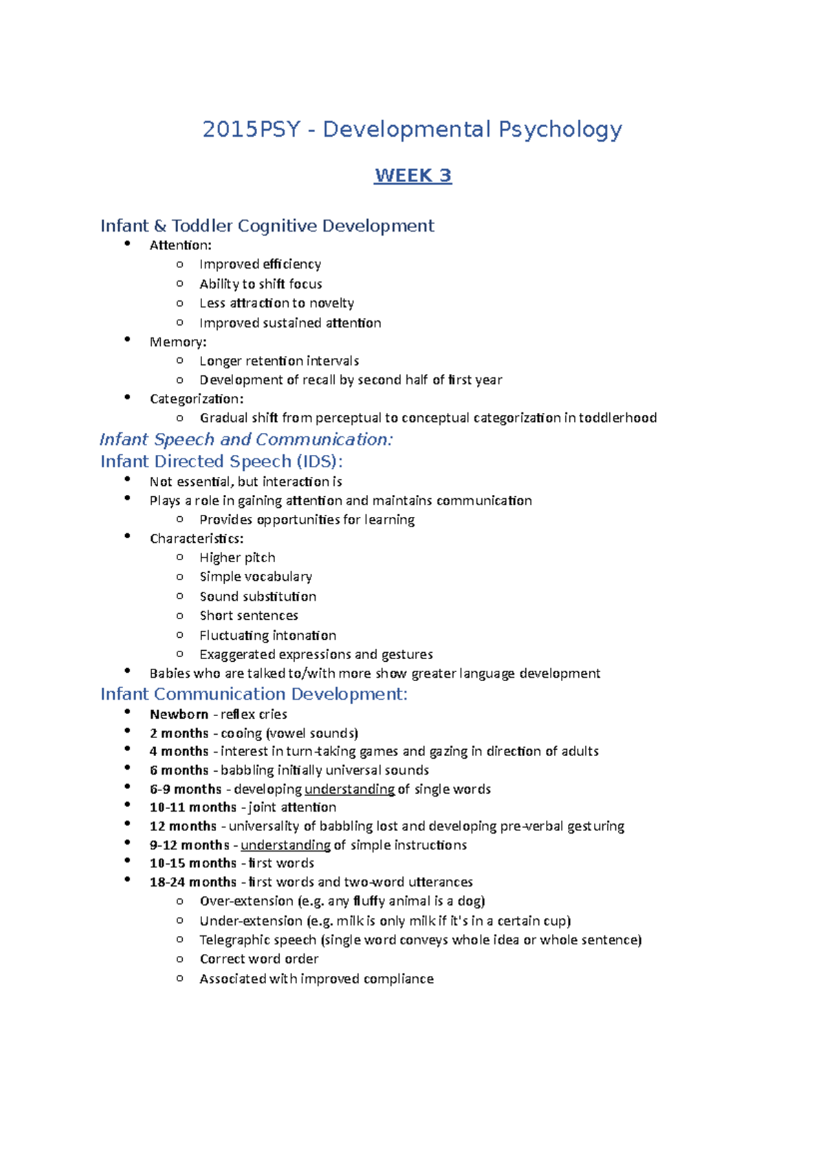 2015 PSY (WK 3) - Module & Lecture Notes - 2015PSY - Developmental ...