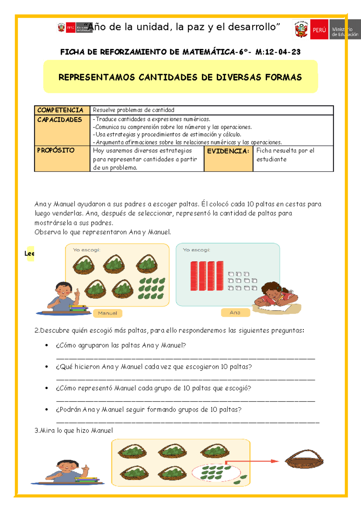 Reforz-MAT - Representamos Cantidades DE Diversas Formas - FICHA DE ...