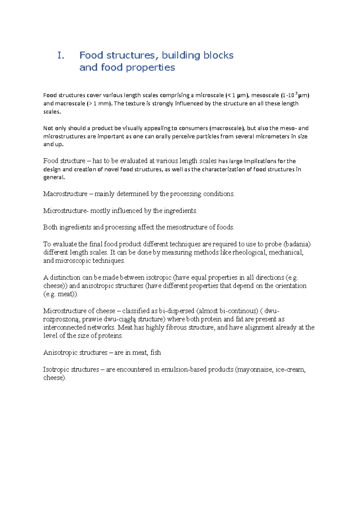 Food structures - I. Food structures, building blocks and food ...