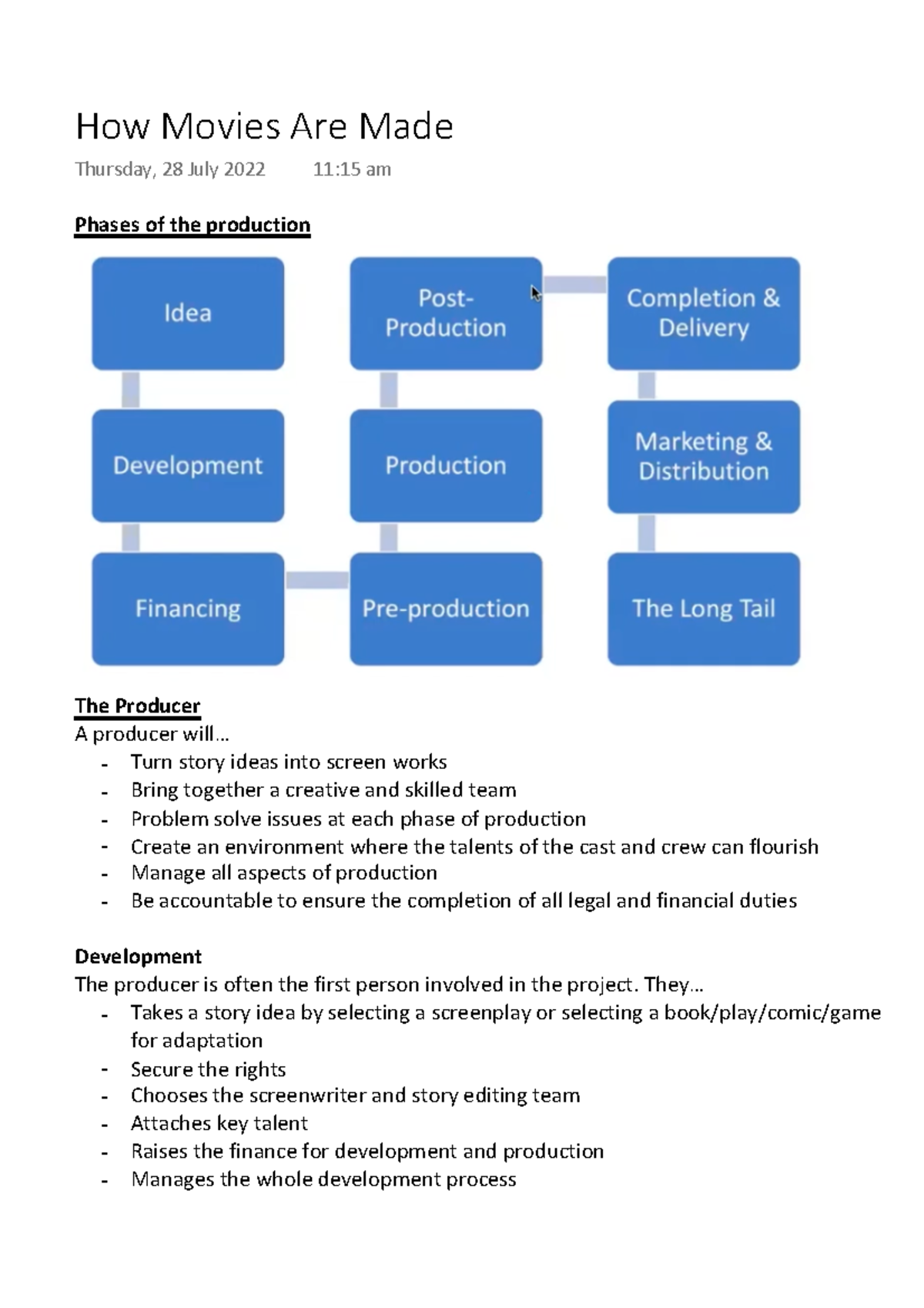 L1 How Movies Are Made - lecture - Phases of the production The ...