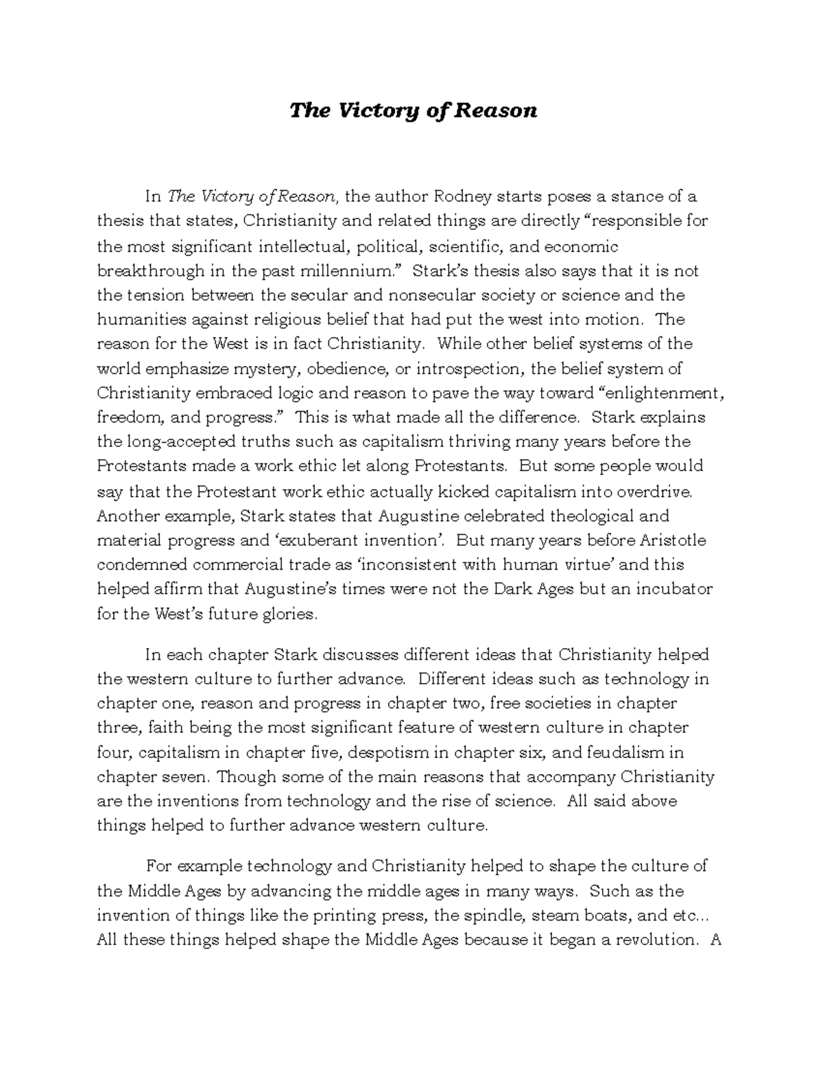 Victory of reason paper - The Victory of Reason In The Victory of ...