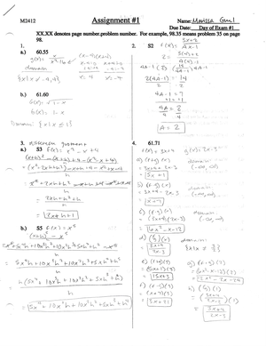 Pre-cal Assignment 2 Collected HW - M2412 Assignment Name: Marissa Gul Due Date: Day of Exam XX ...