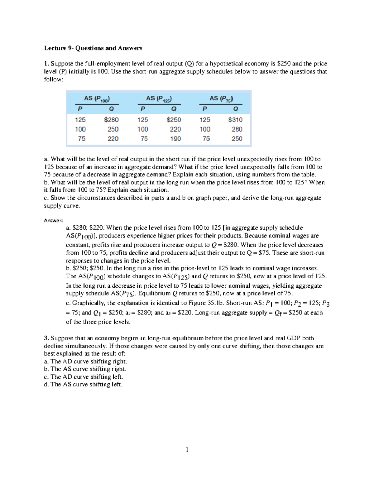 Solutions to Lecture 9 -Ch. 16 Practice Questions - 1 Lecture 9 ...