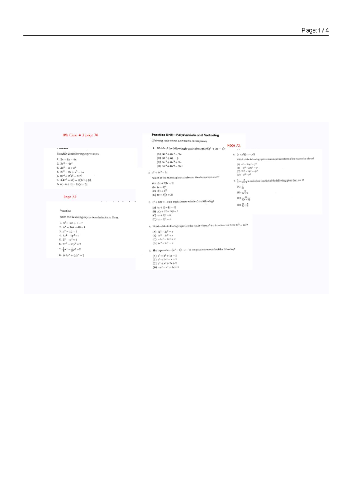 Algebra Lession 2 HW - awnser key - Studocu