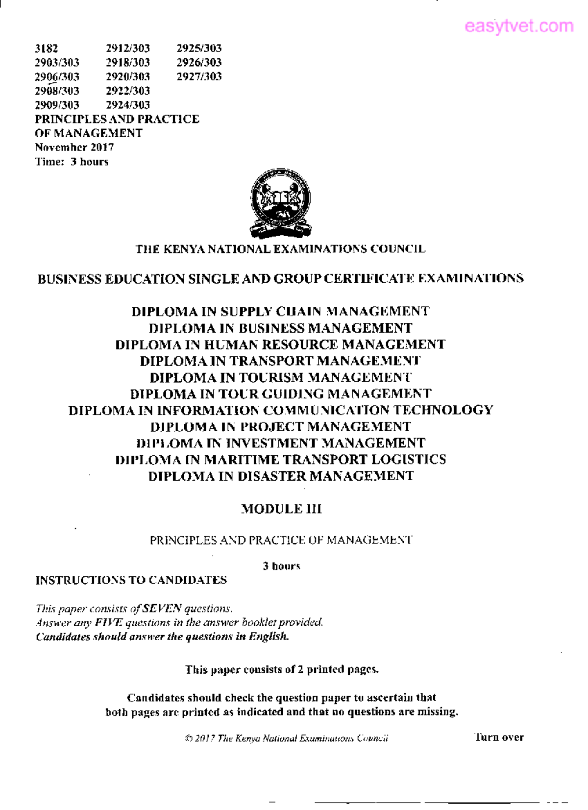 2017 nov PPM - PPM PAST PAPER - easytvet 3182 PRINCIPLES AND PRACTICE ...