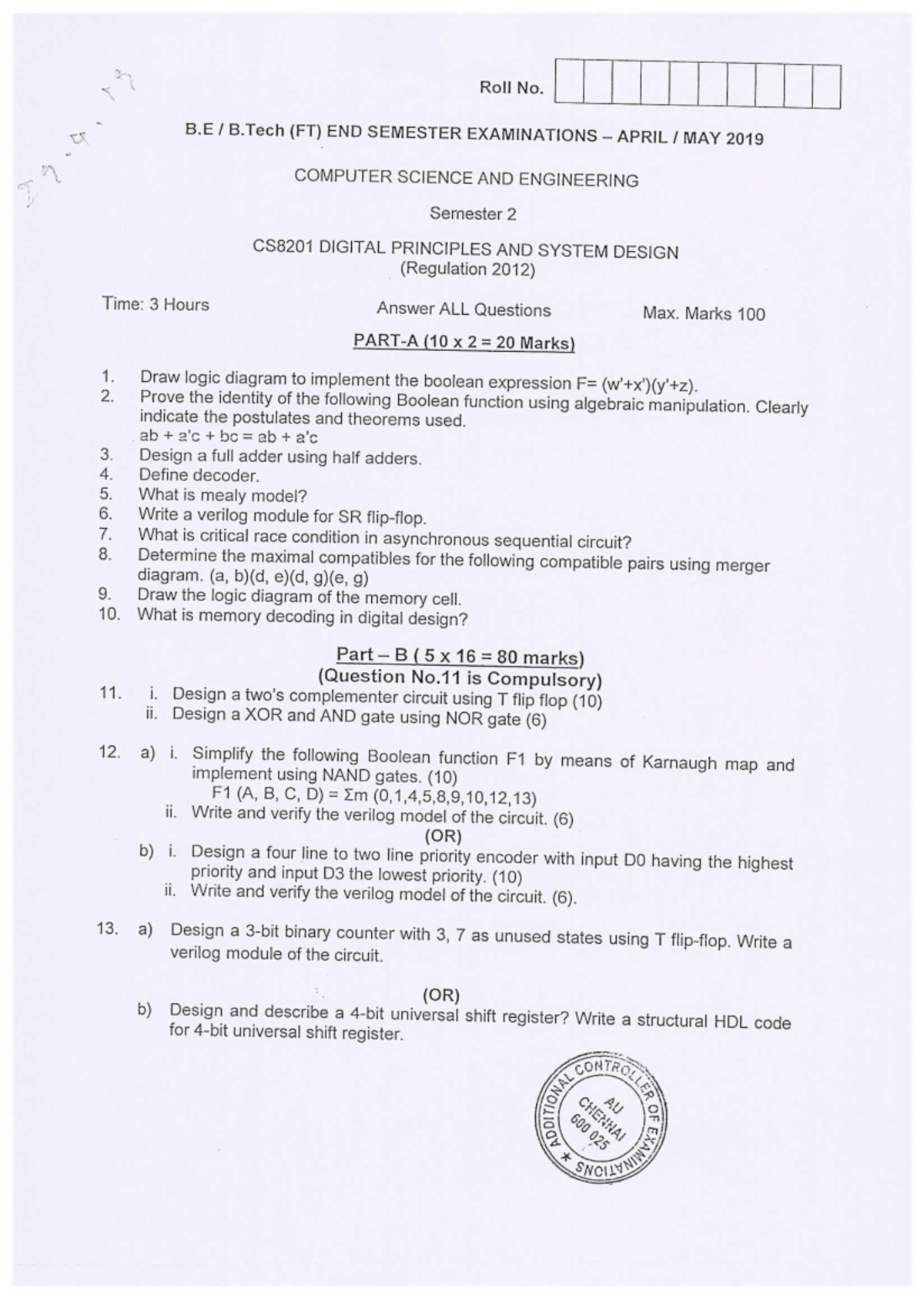Previous question paper - computer science and engineering - Studocu