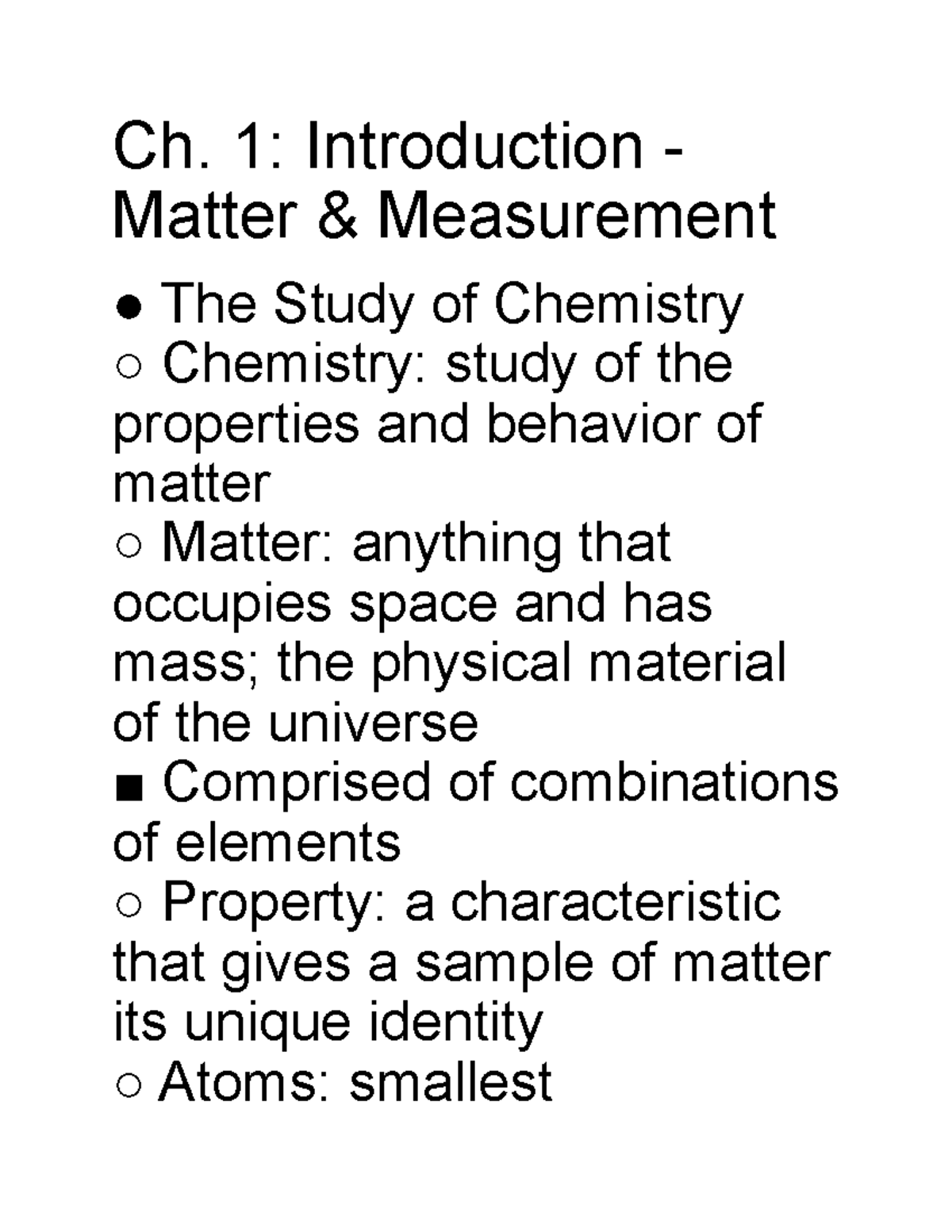 Ch - General Chemistry - Ch. 1: Introduction - Matter & Measurement The ...
