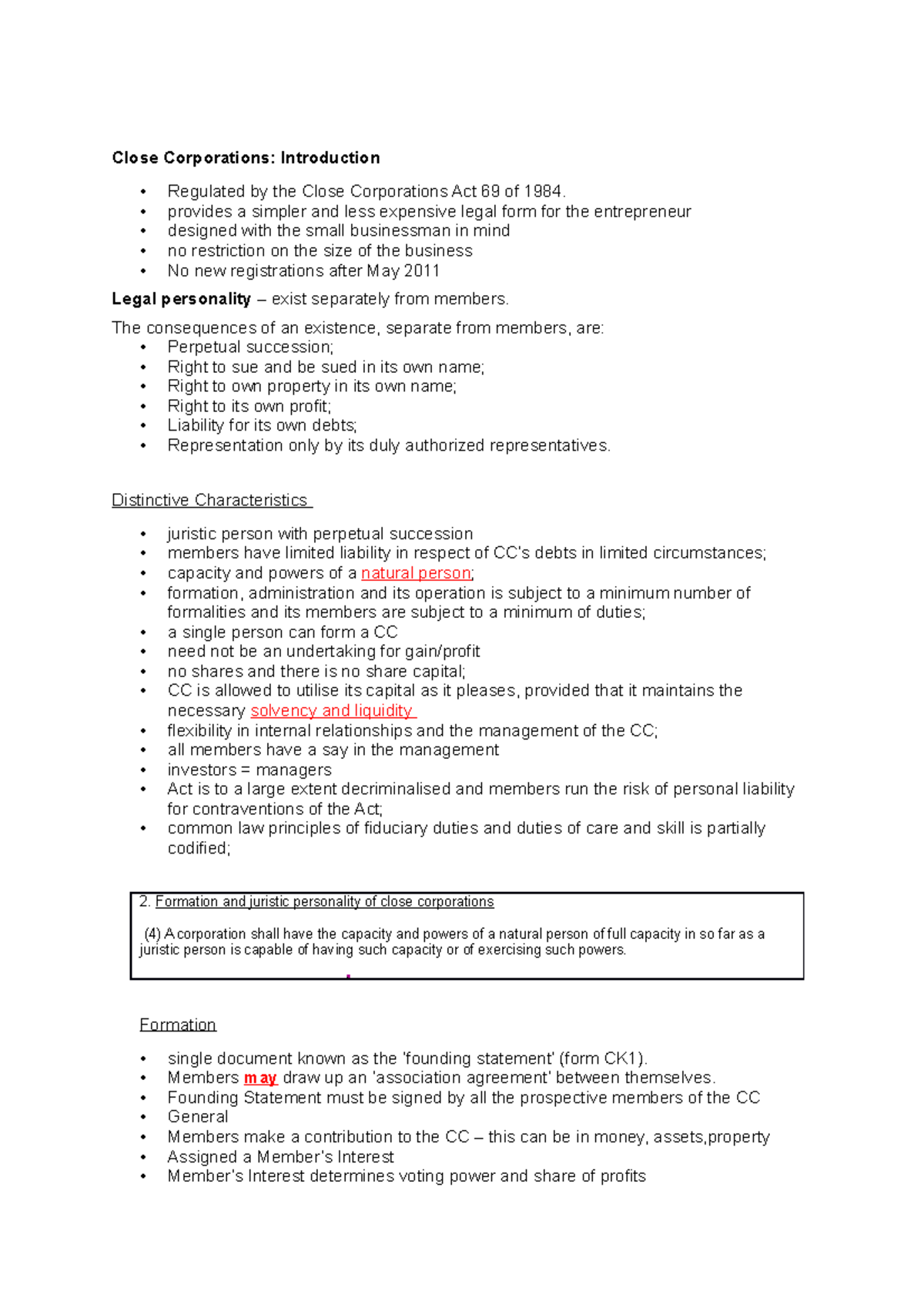 1 Close Corporations - Intro - Close Corporations Close Corporations ...