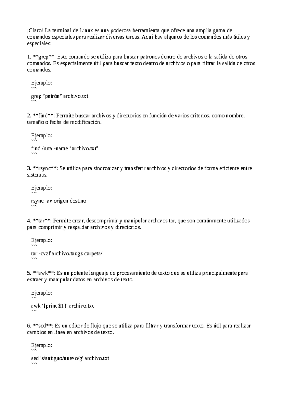 Comandos importantes de linux - ¡Claro! La terminal de Linux es una ...