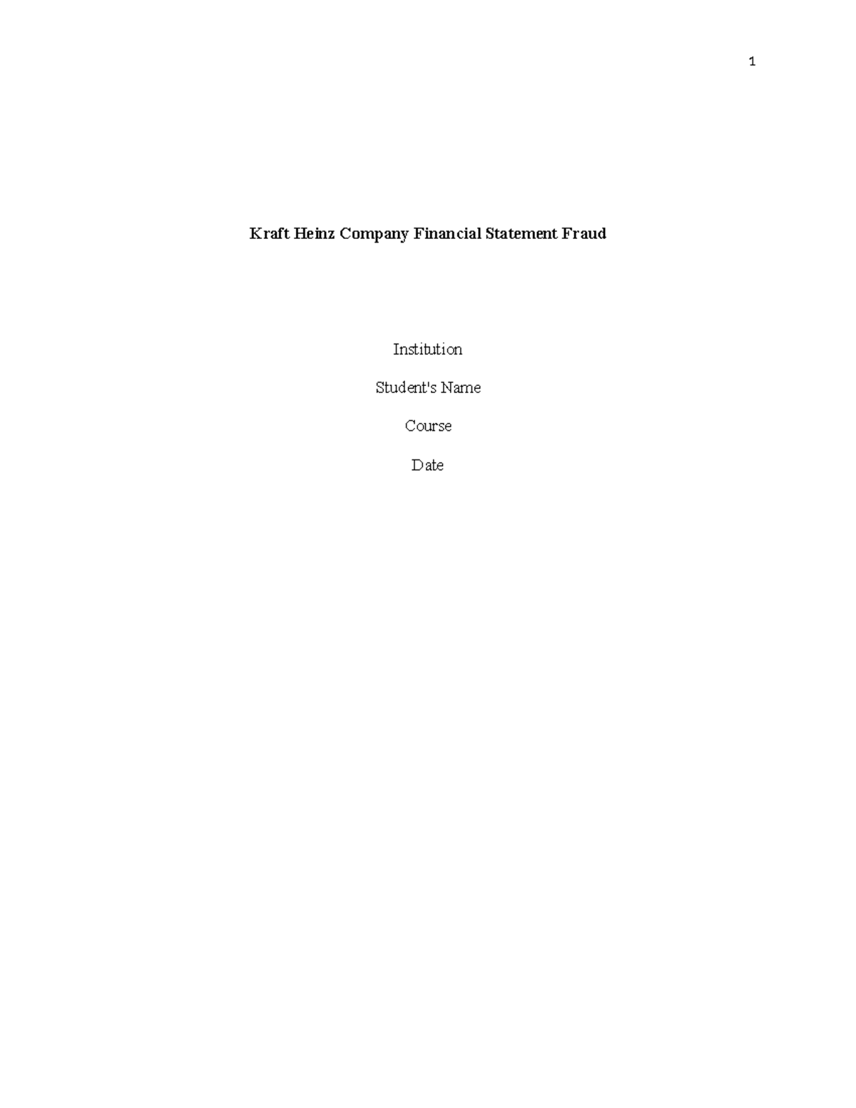 The Kraft Heinz Company - Kraft Heinz Company Financial Statement Fraud ...