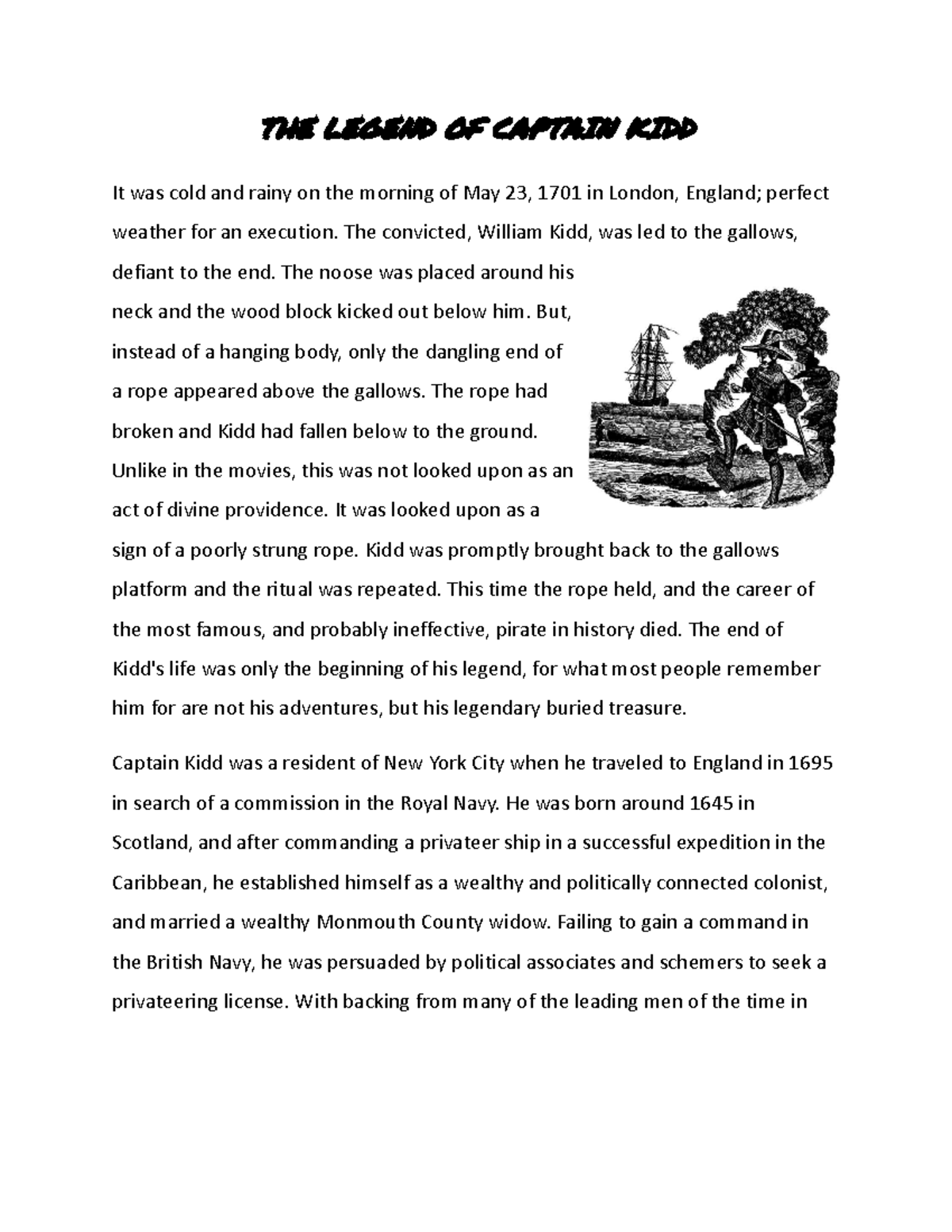 THE+ Legend+OF+ Captain+KIDD - THE LEGEND OF CAPTAIN KIDD It was cold ...