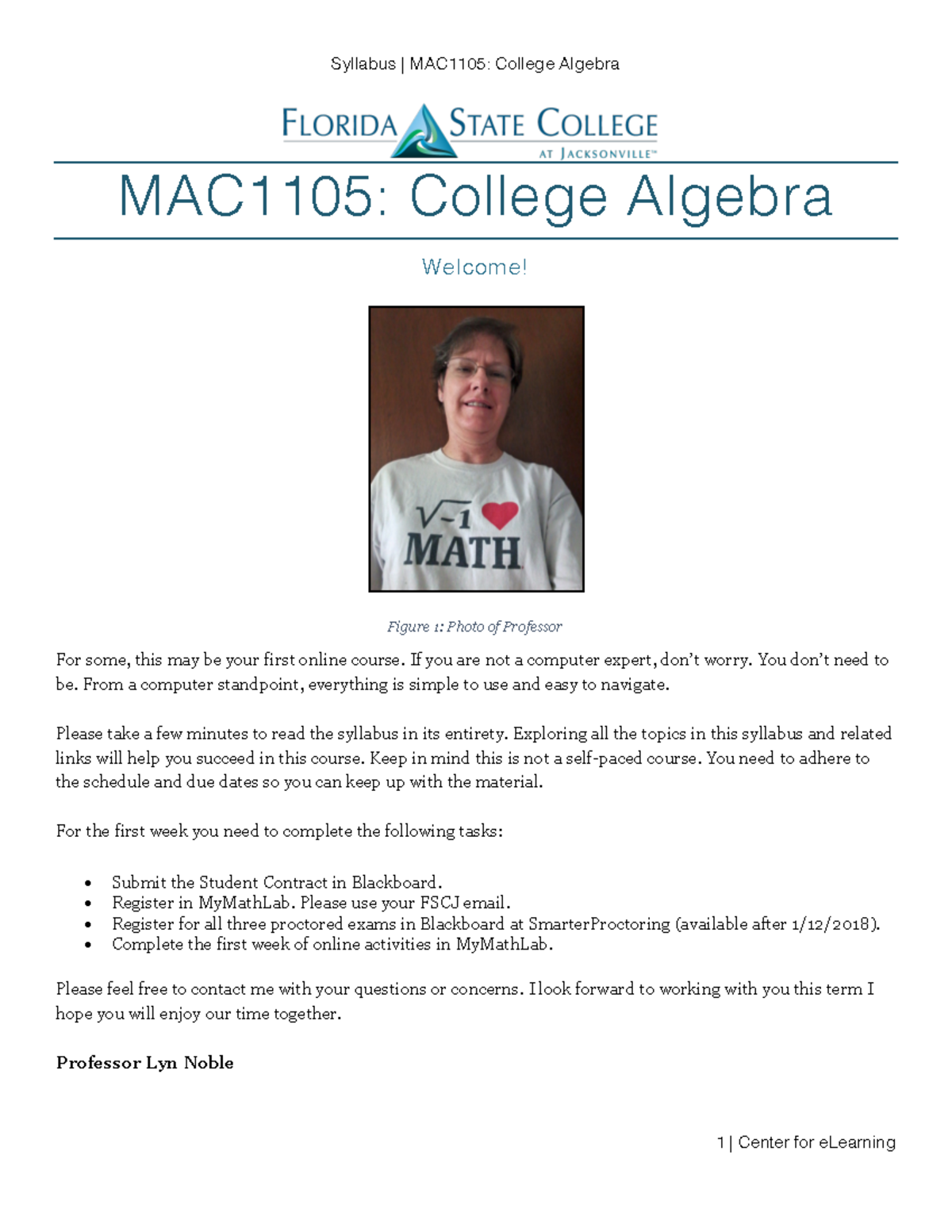 MAC1105 College Algebra Syllabus - MAC1105: College Algebra Welcome ...