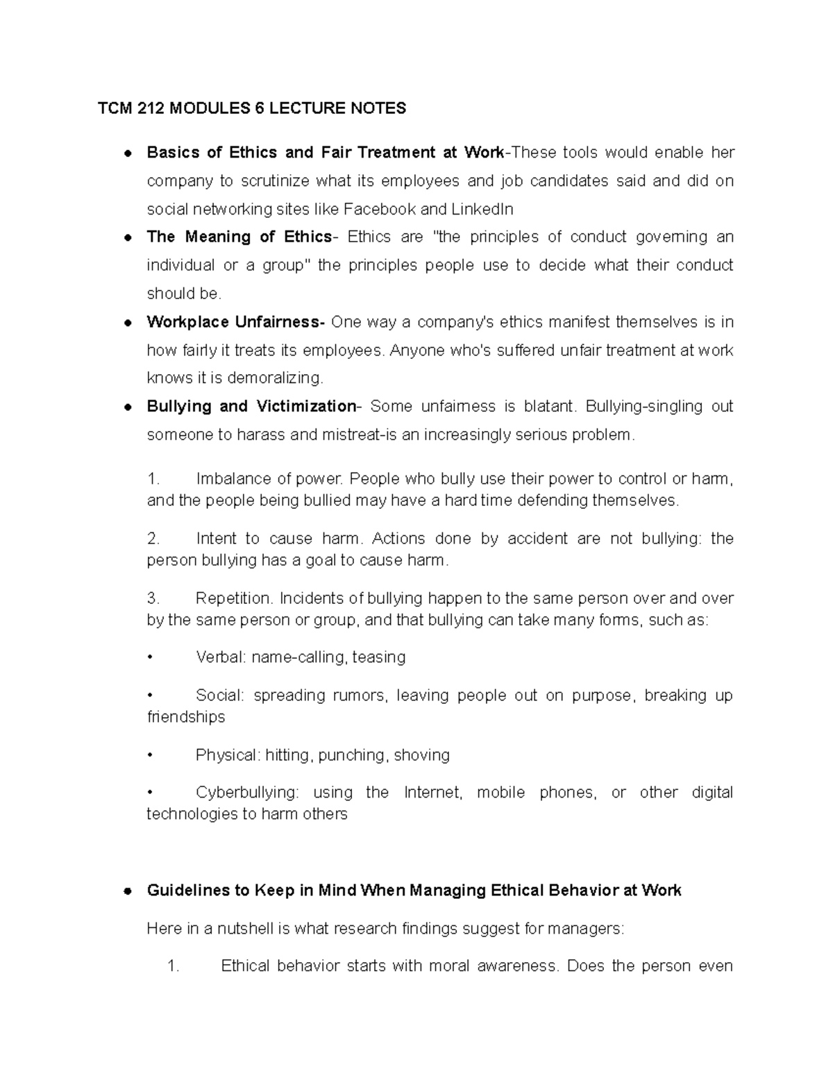 TCM 212 Modules 6 Lecture Notes - TCM 212 MODULES 6 LECTURE NOTES ...