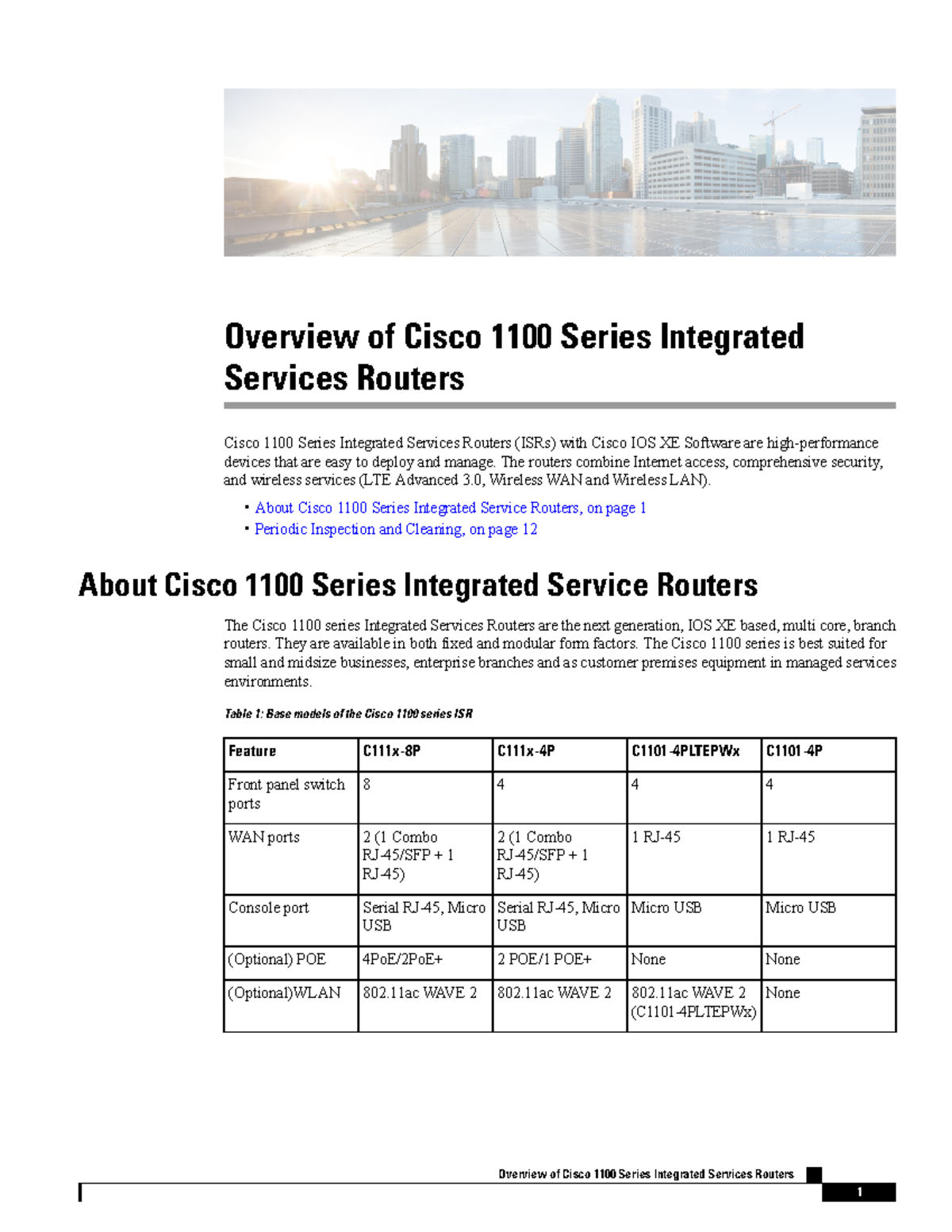 C1100 overview Chapter - Overview of Cisco 1100 Series Integrated ...