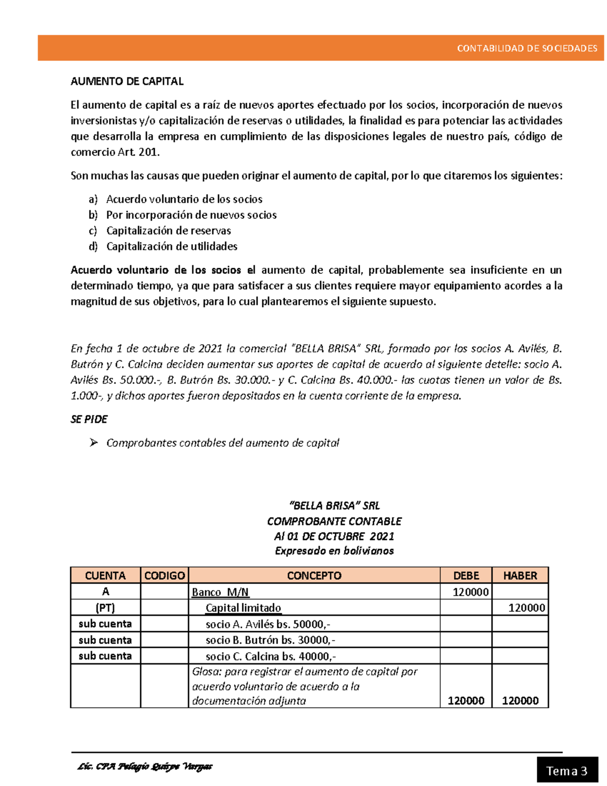 Aumento DE CAP. TEMA 3 - AUMENTO DE CAPITAL El aumento de capital es a ...