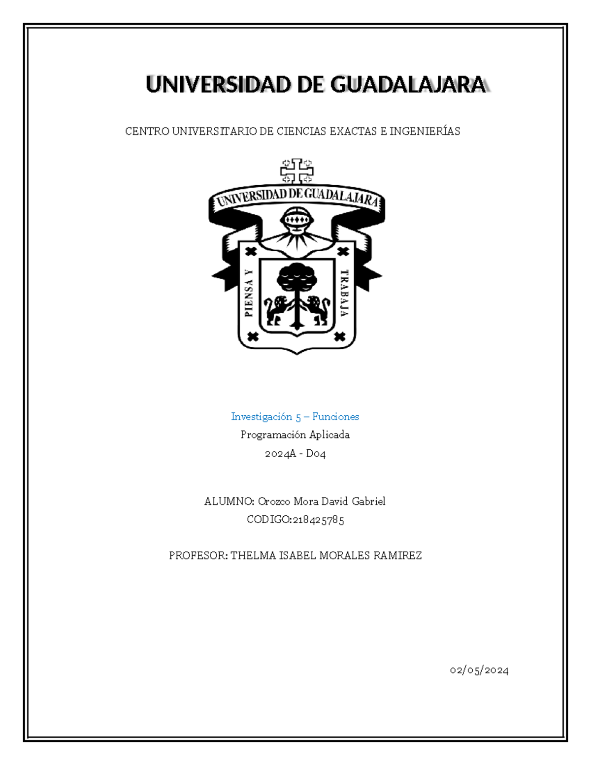 Investigación 5 DGOM - Concepto de portada - CENTRO UNIVERSITARIO DE ...