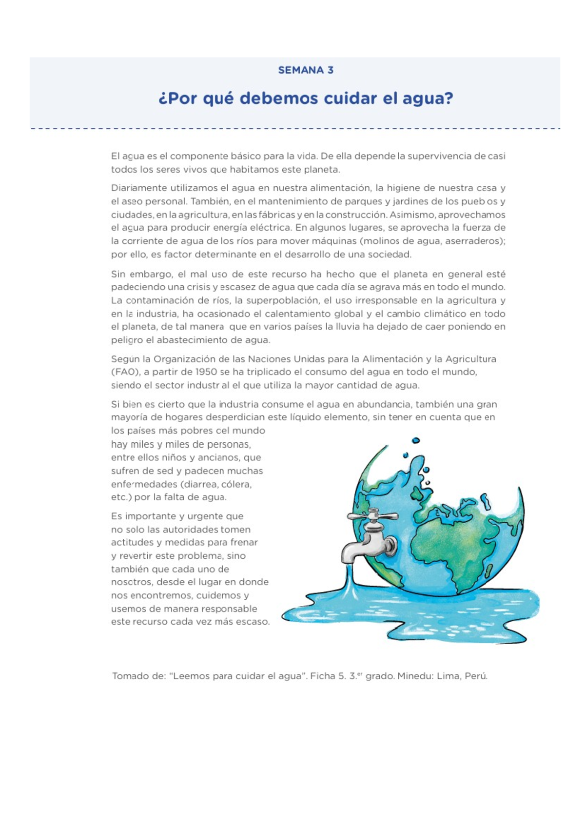 Ficha el agua - SEMANA 3 qué debemos cuidar el agua? El agua es el ...