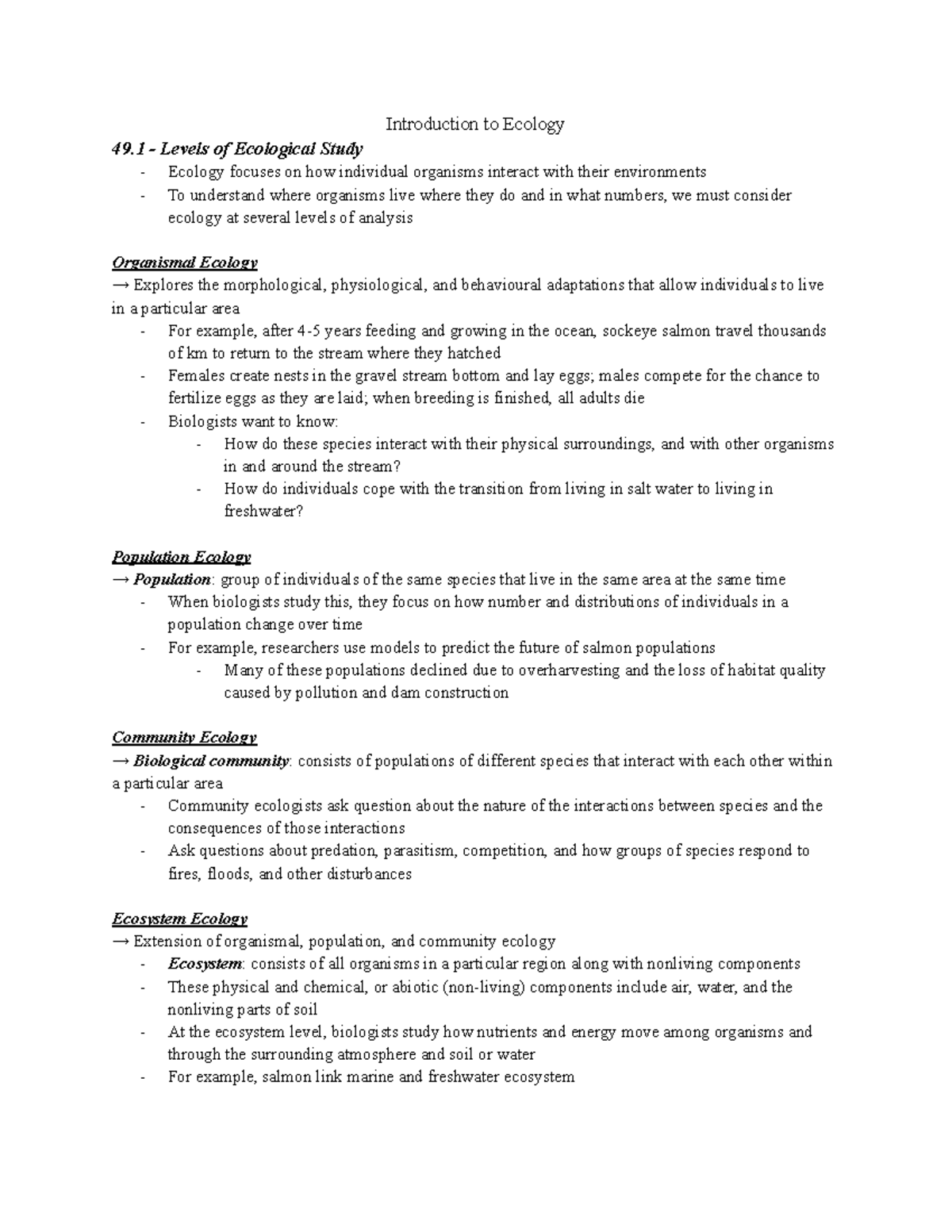 Chapter 49 - Introduction to Ecology - Introduction to Ecology 49 ...