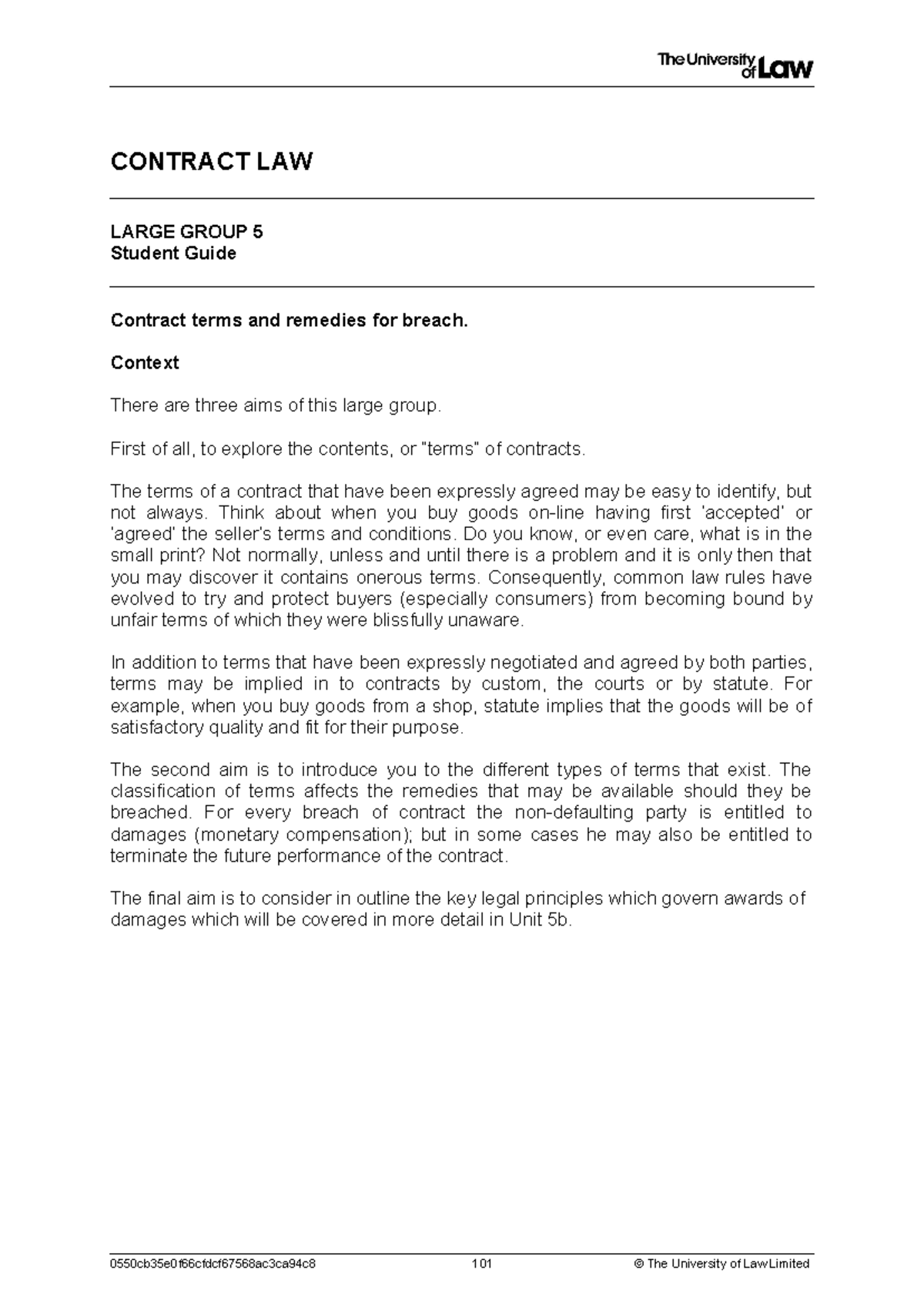 Contract lg5a studentguide - CONTRACT LAW LARGE GROUP 5 Student Guide ...