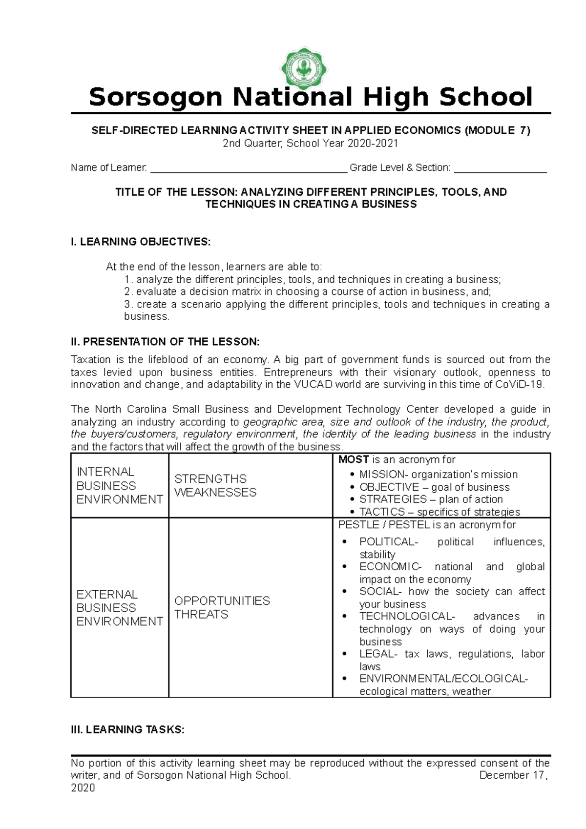 LAS module 7 Applied Economics - Sorsogon National High School SELF ...