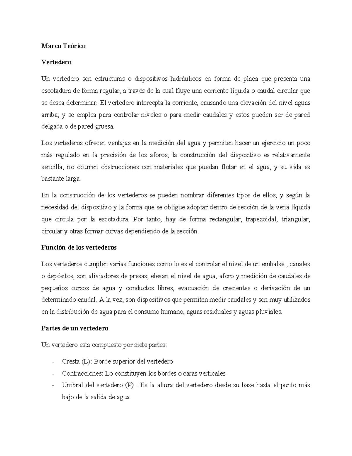Lab # 2, Vertederos - Marco Teórico Vertedero Un vertedero son estructuras o dispositivos - Studocu