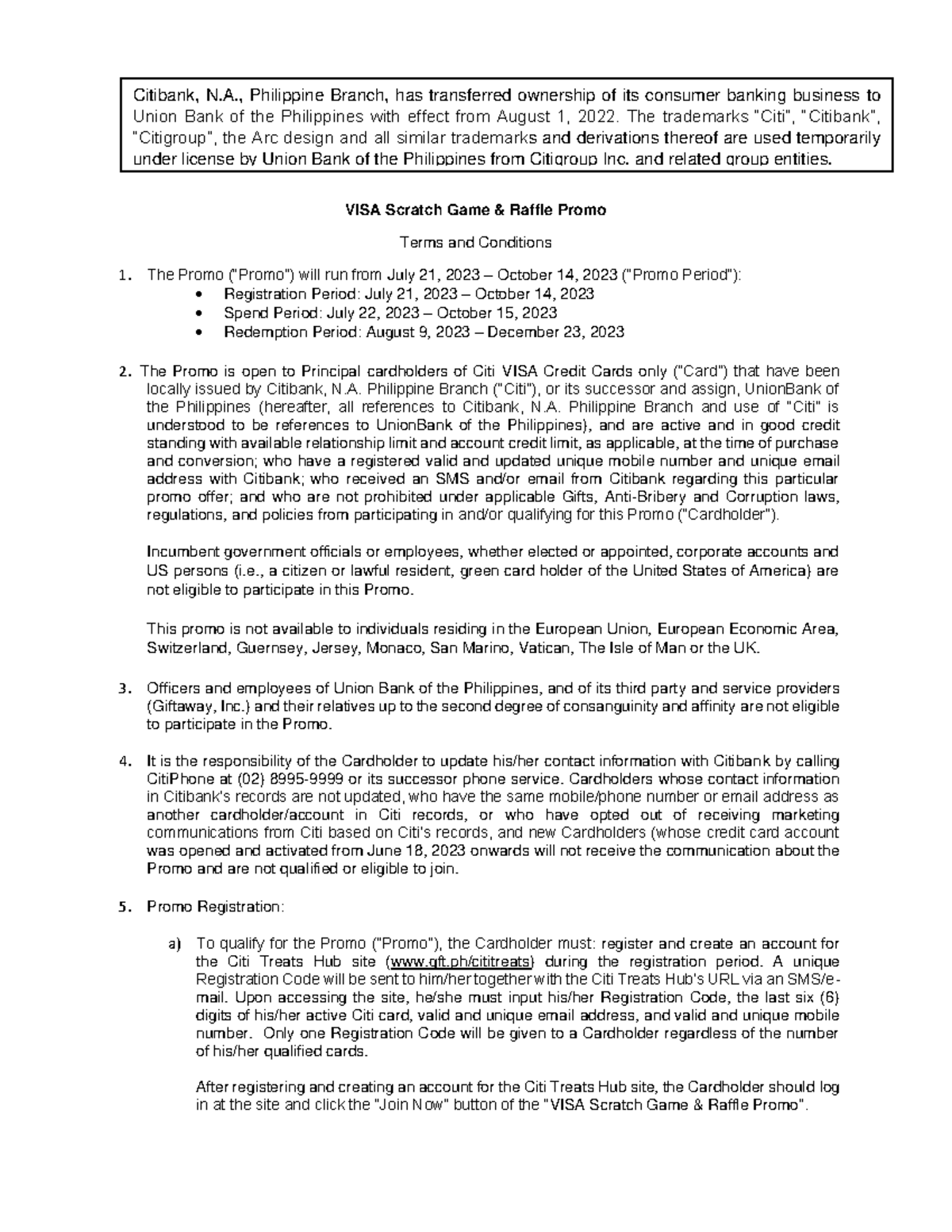 Raffle-promo - Rsffle - Union Bank of the Philippines with effect from ...