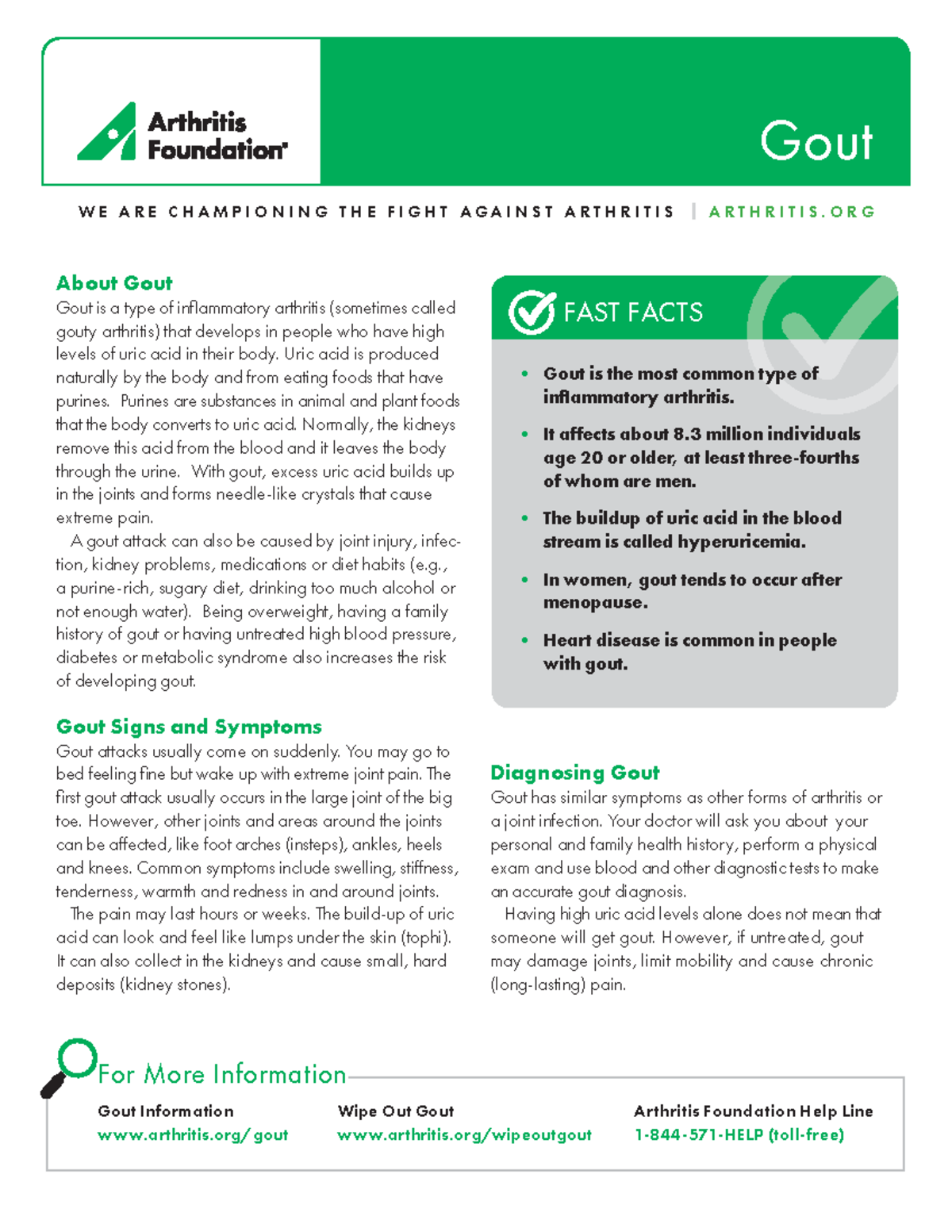 Gout-Fact Sheet.it is very important for exercise therapy ...