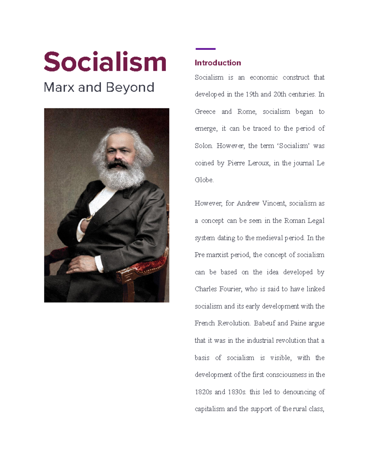 Socialism - Socialism Marx and Beyond Introduction Socialism is an ...