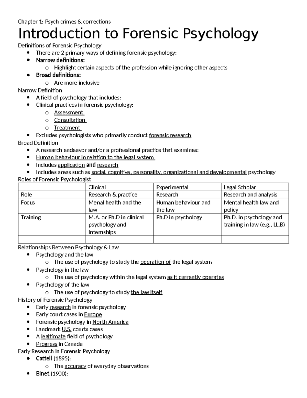 Chapter 1 - Chapter 1: Psych crimes & corrections Introduction to ...