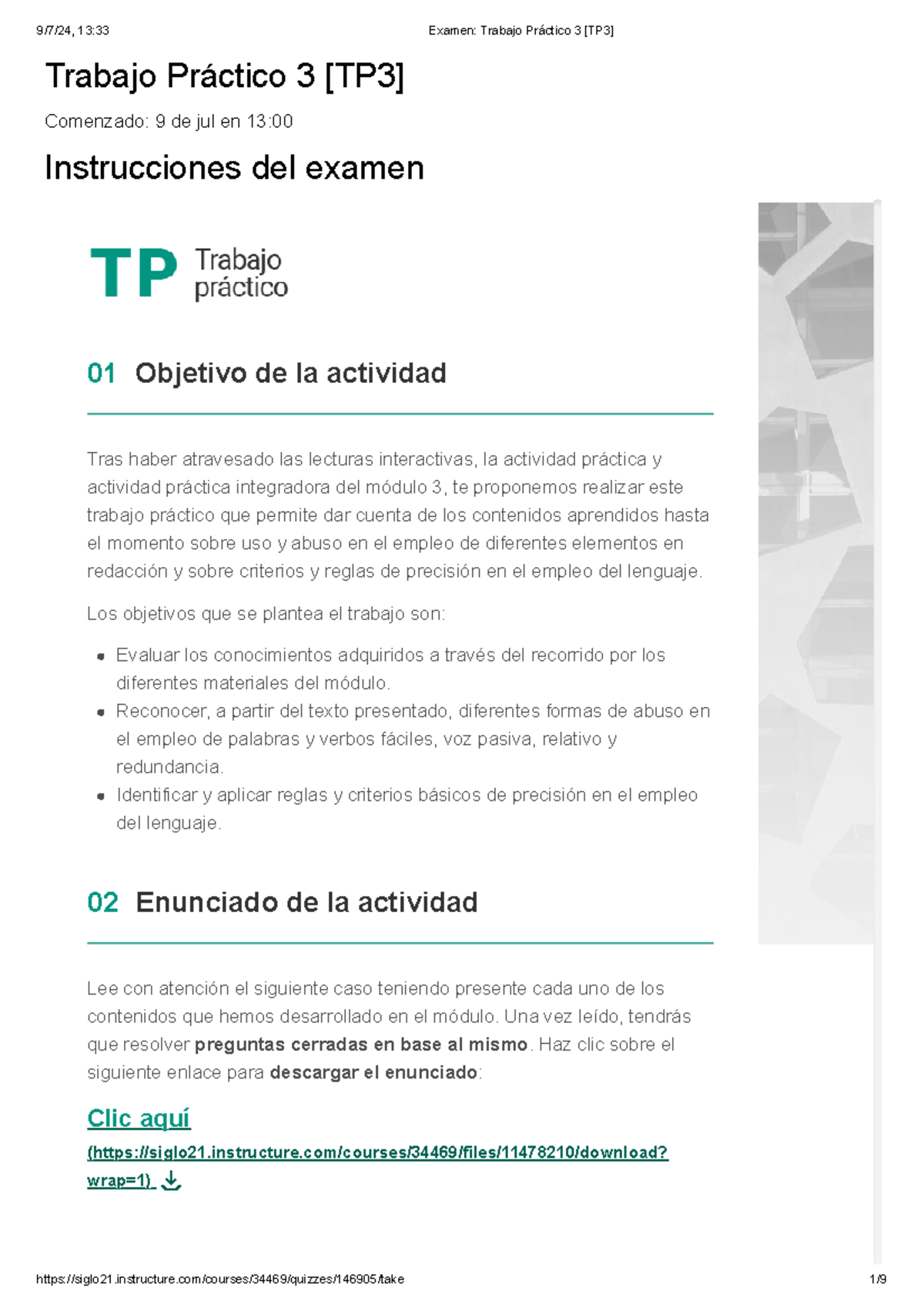 Gramatica Aplicada TP3 80% - Trabajo Práctico 3 [TP3] Comenzado: 9 de ...