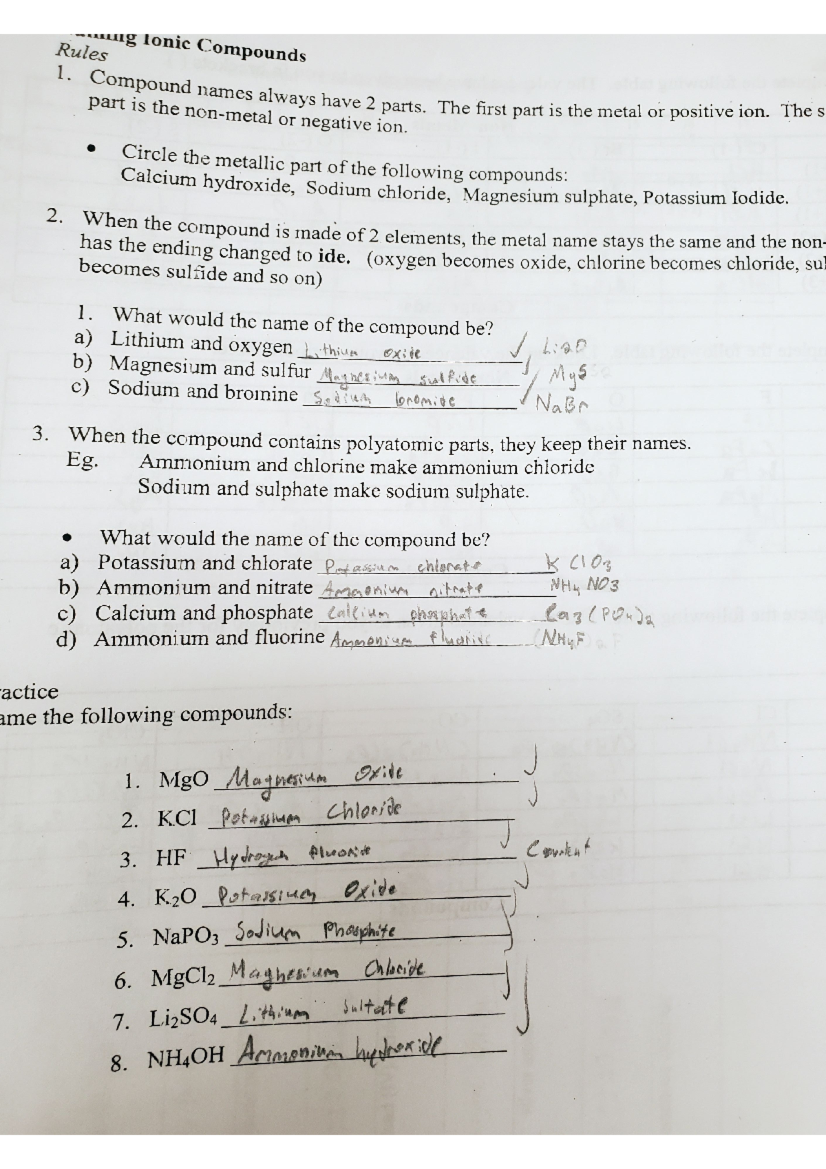 Naming Ionic Compounds. - Studocu