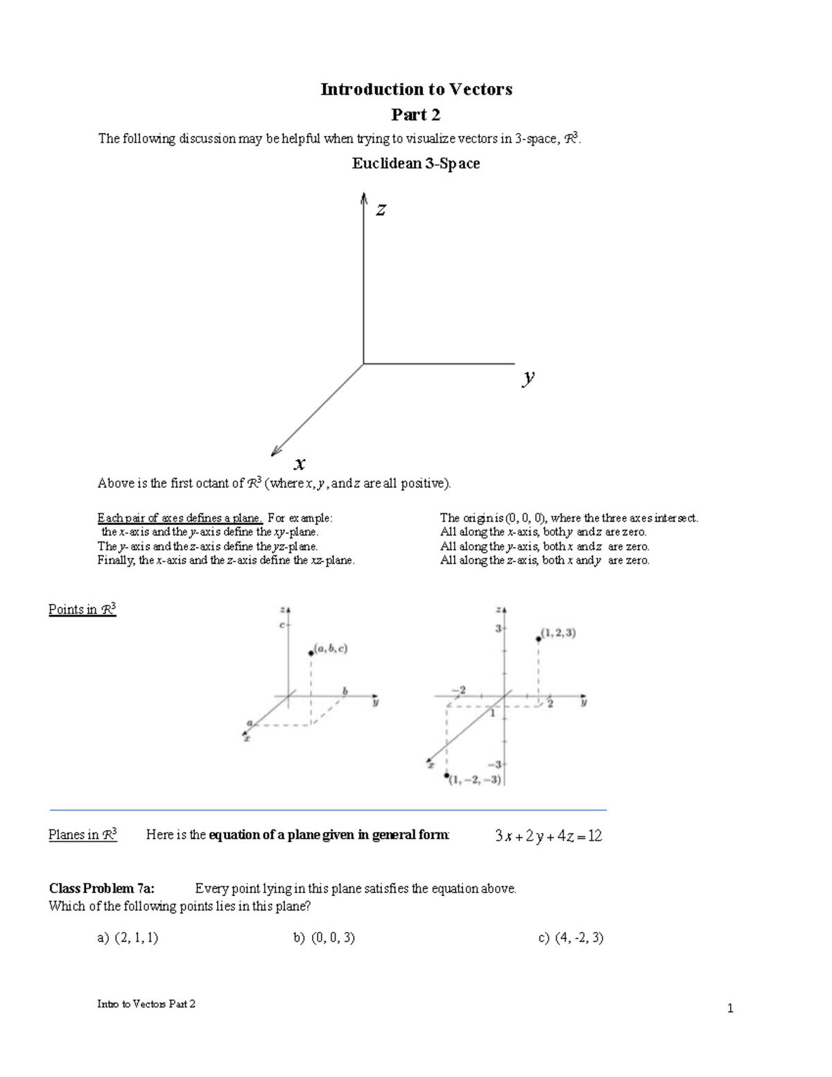 11 Introto Vectors 2 - linear algebra - Intro to Vectors Part 2 1 Introduction to Vectors Part 2 ...