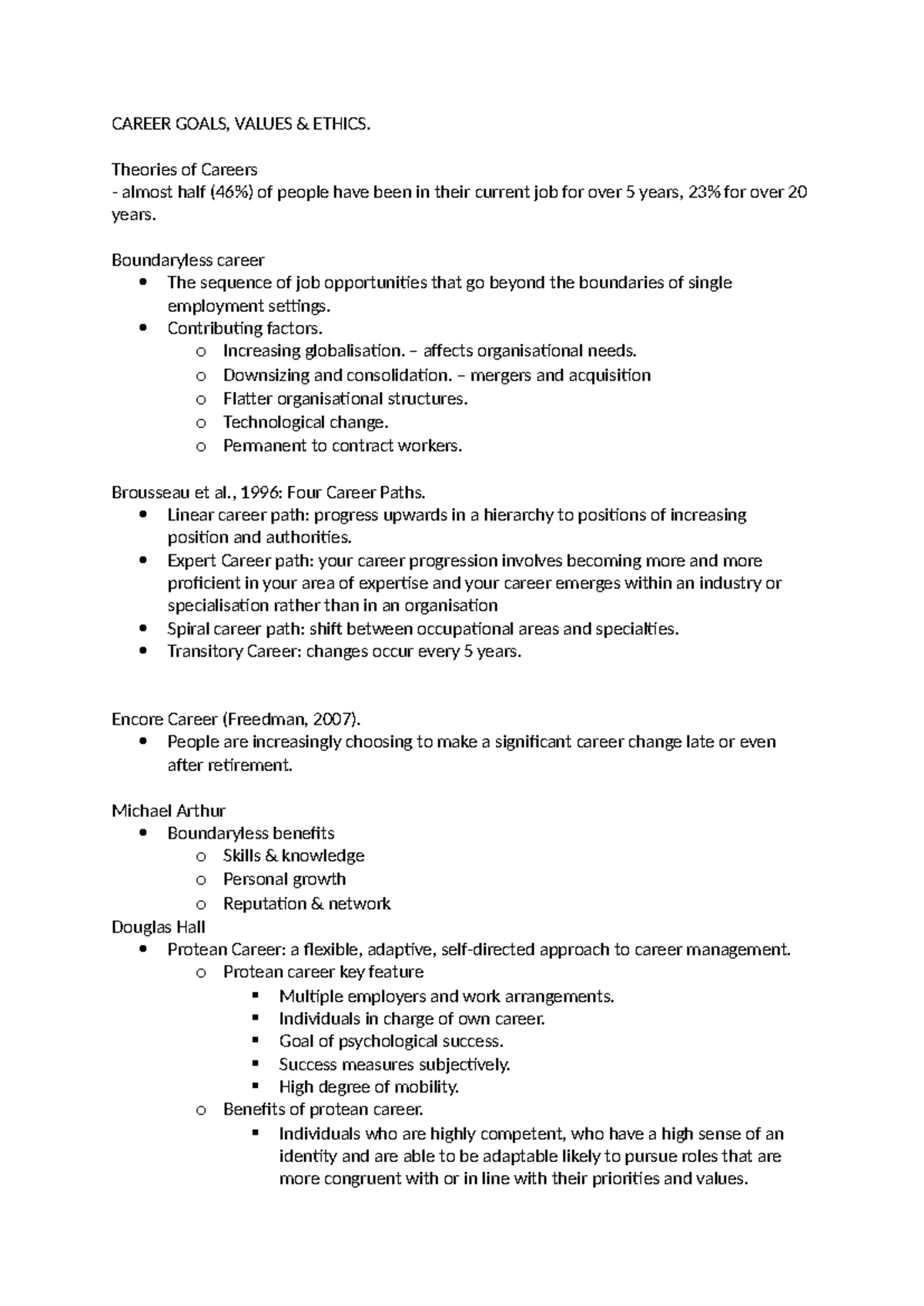 Career Goals - Summary Leading and Influencing in Business - CAREER ...