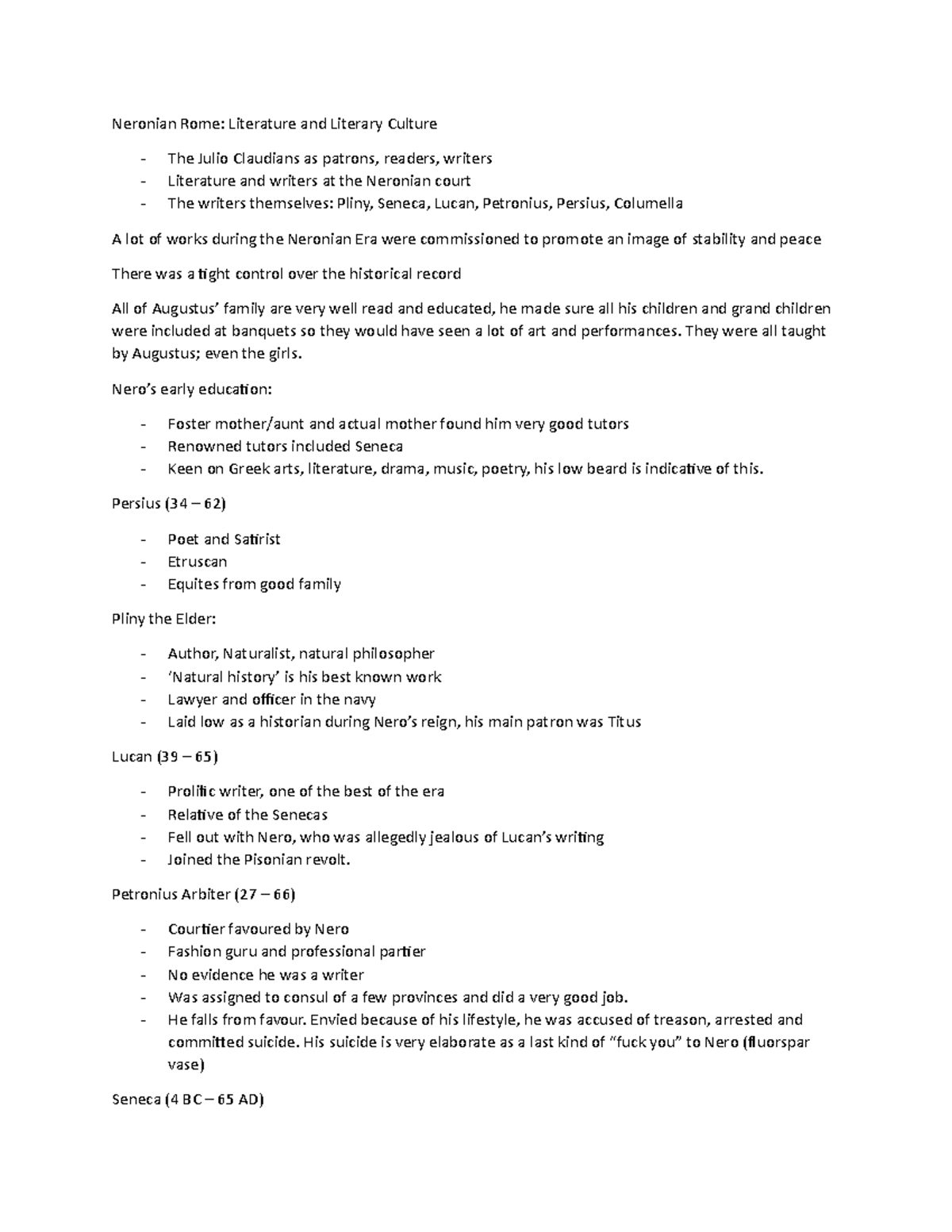 Week 9 Neronian Literature - Neronian Rome: Literature and Literary ...