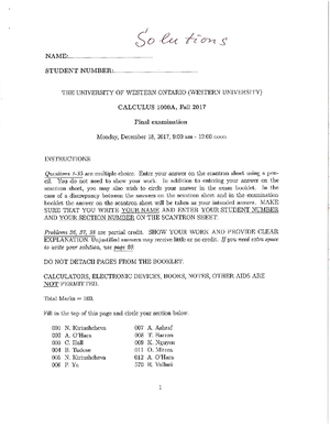 CALC1000 - Practice Midterm - 2018 - Calculus 1000A/B - UWO - Studocu