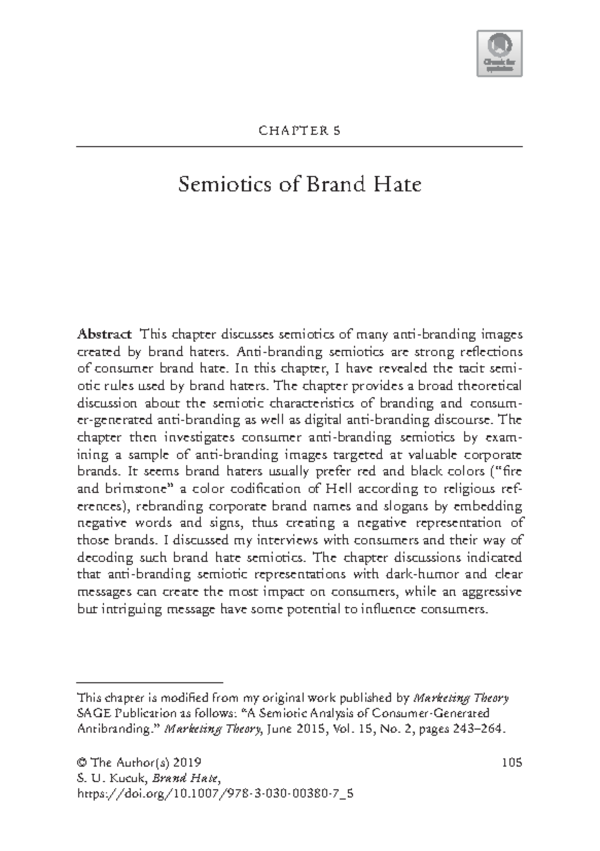 Semiotics of Brand Hate - 105 Abstract This chapter discusses semiotics ...