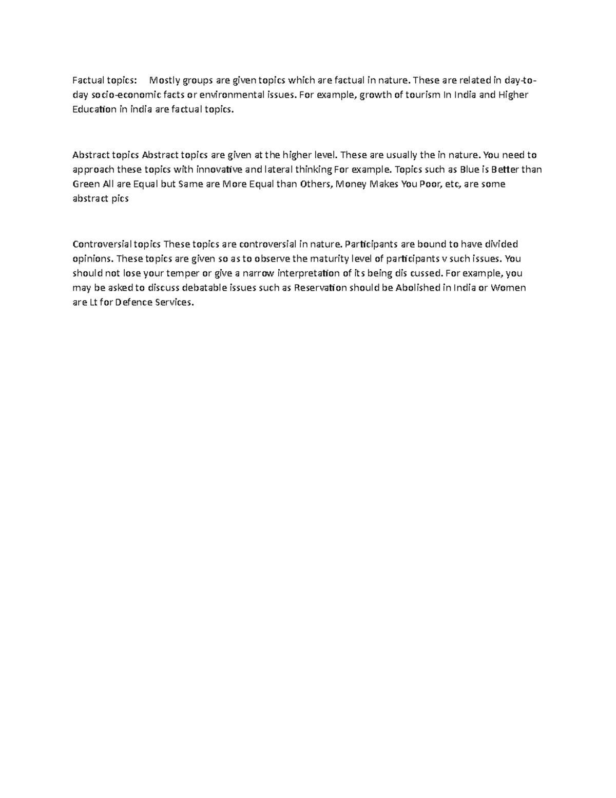 English and communication skill 5 - Factual topics: Mostly groups are ...