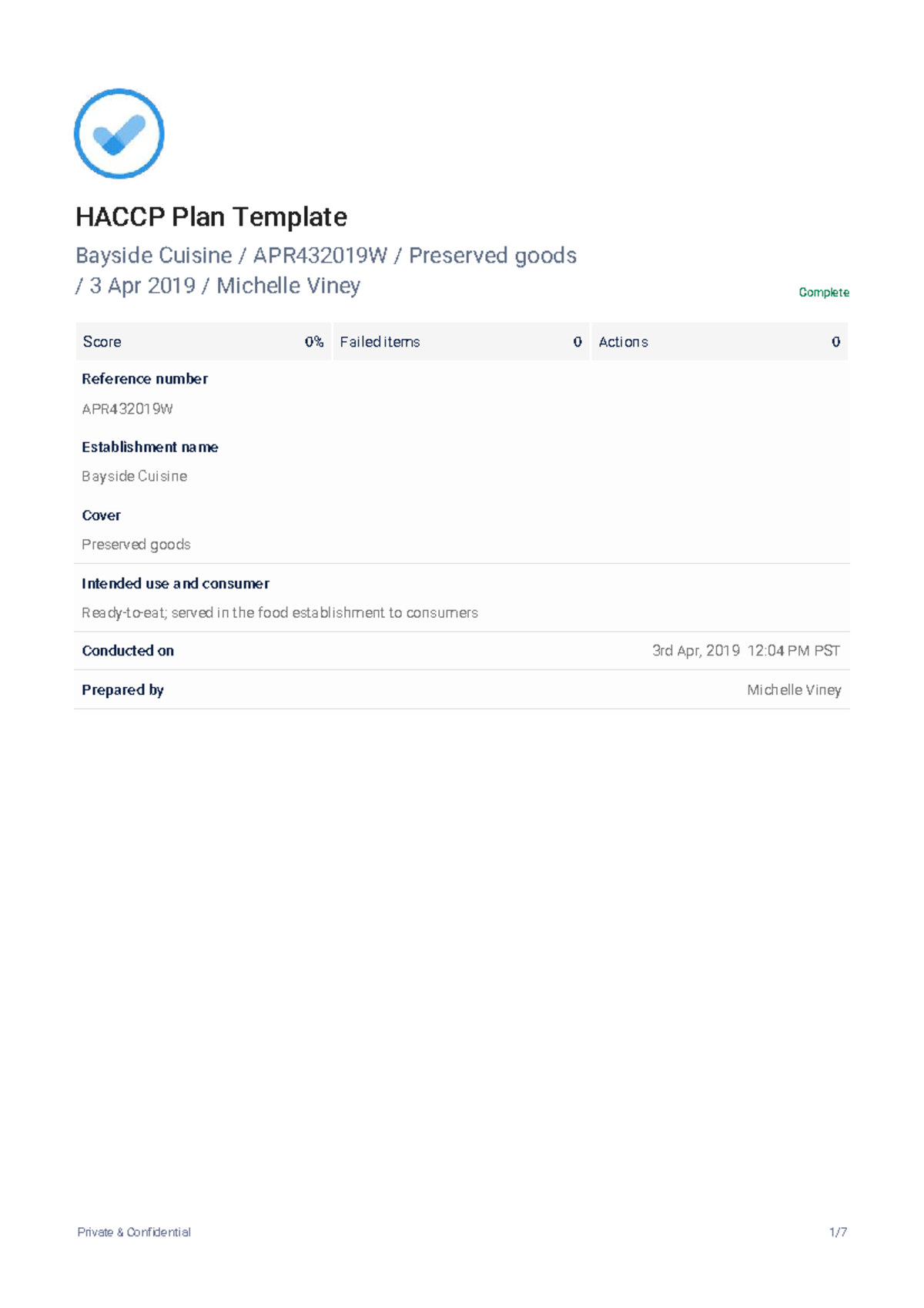 Haccp plan template sample report - 0% 0 0 HACCP Plan Template Bayside ...