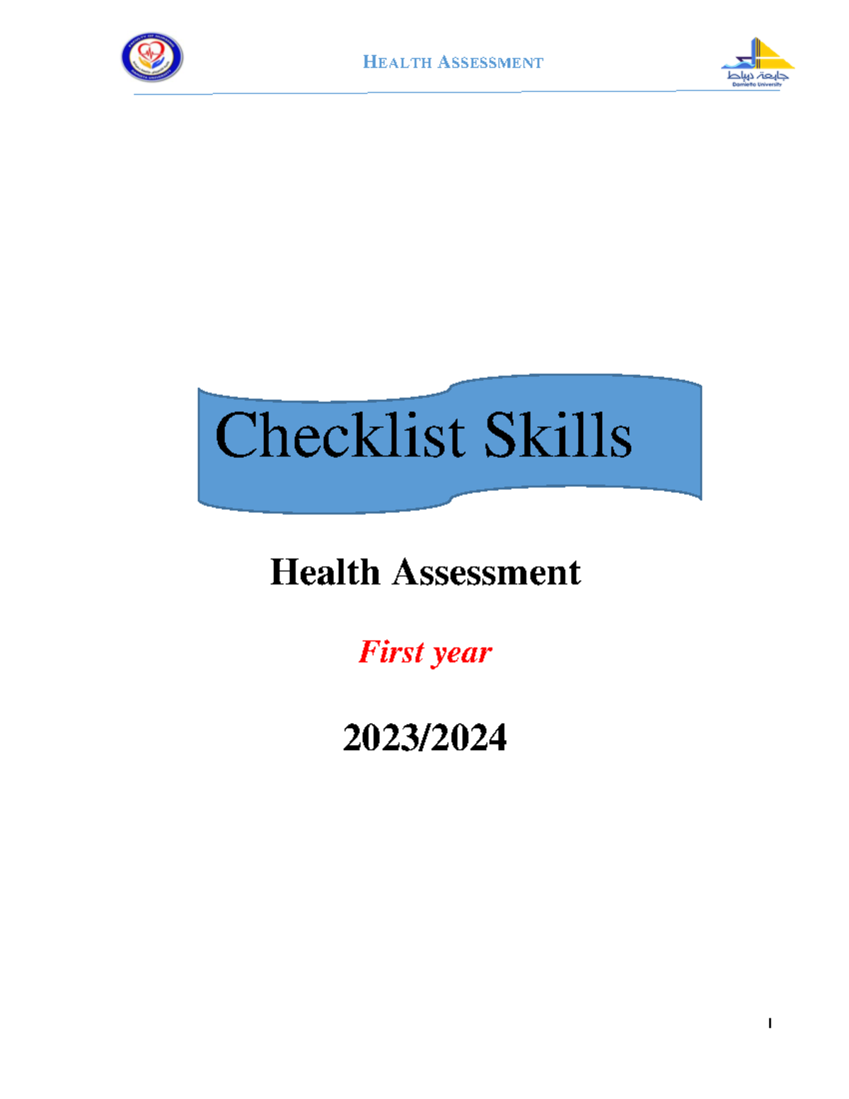 Checklist health Assessment - Checklist Skills Health Assessment First ...