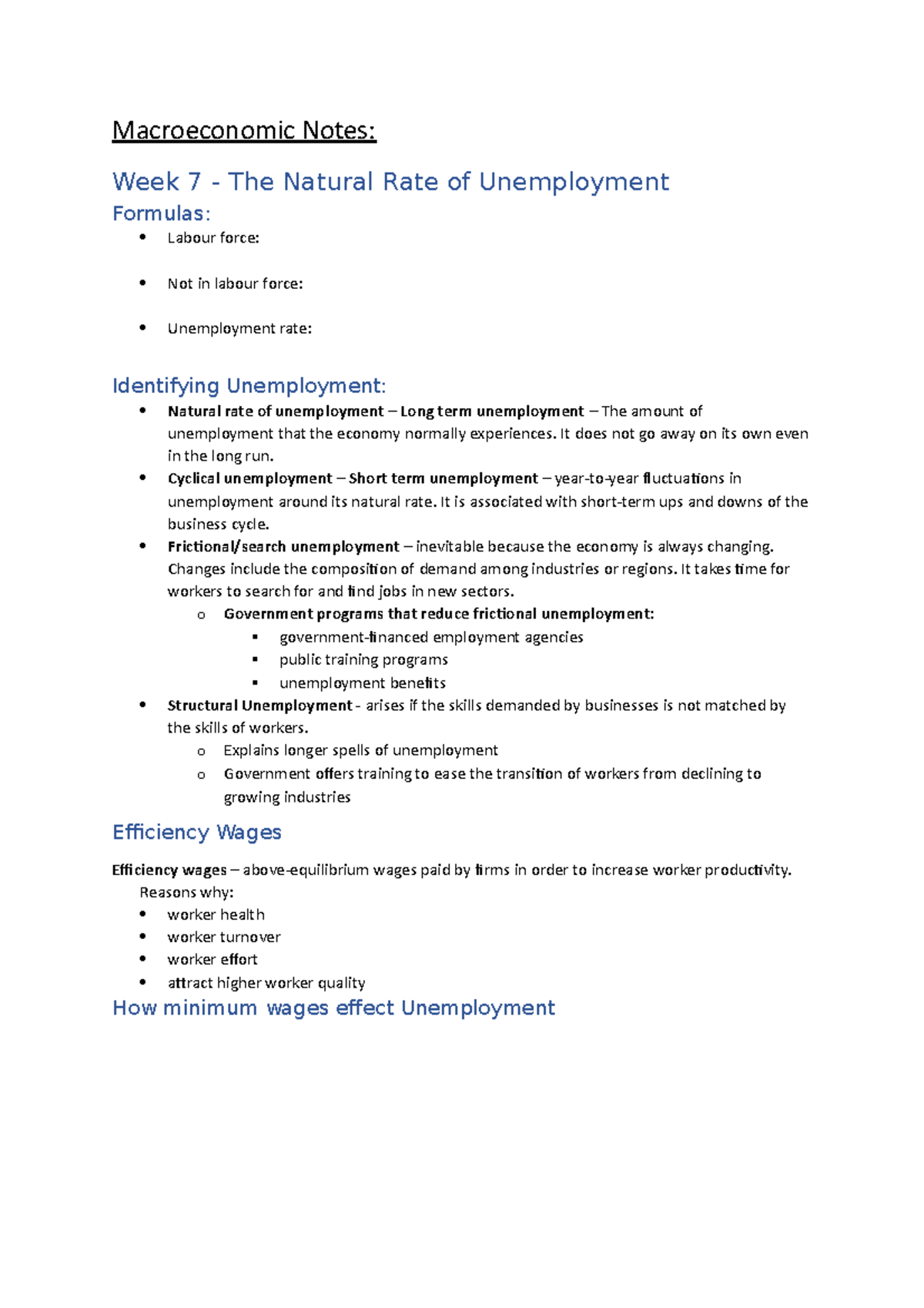 Macroeconomic Notes - Macroeconomic Notes: Week 7 - The Natural Rate of ...