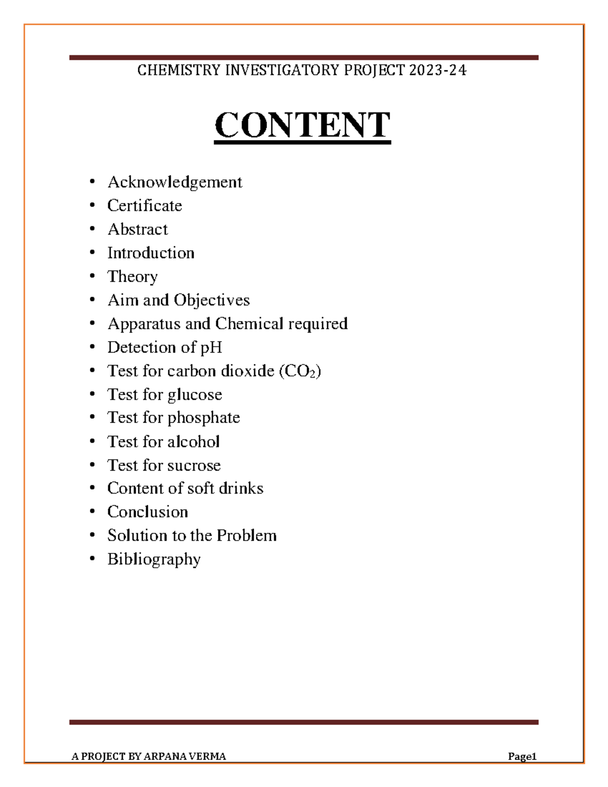 Chemistry Practical File - CONTENT • Acknowledgement • Certificate ...