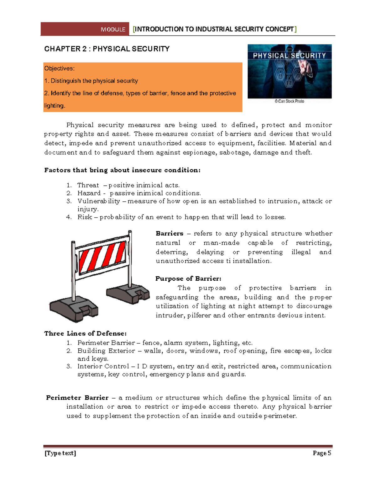 Chapter 2 - NAAAA - MODULE [INT CHAPTER 2 : PHYSICAL SEC Objectives ...