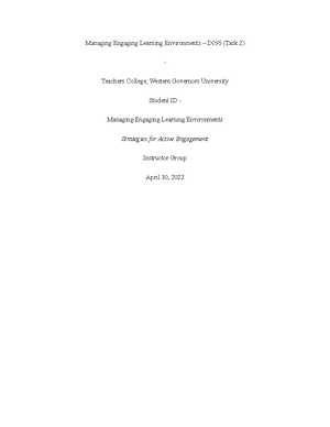 D094 Task - Educational Psychology - Education Psychology – D094 (Task ...