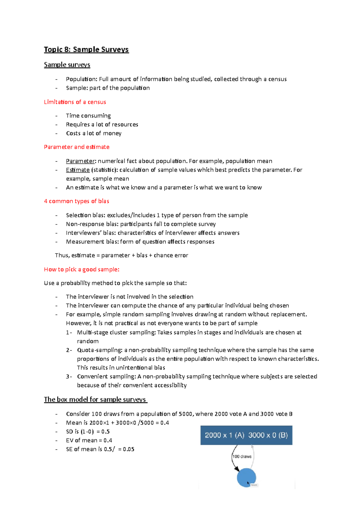 Content - data science final exam revison! - Topic 8: Sample Surveys Sample surveys Population ...