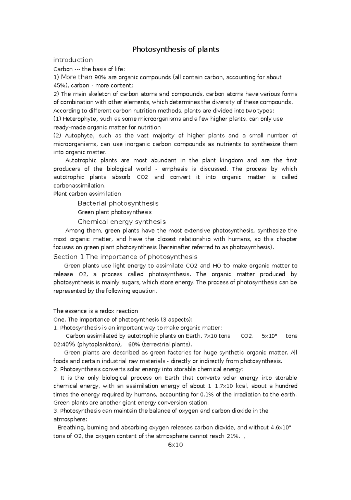 Photosynthesis of plants - Photosynthesis of plants introduction Carbon ...